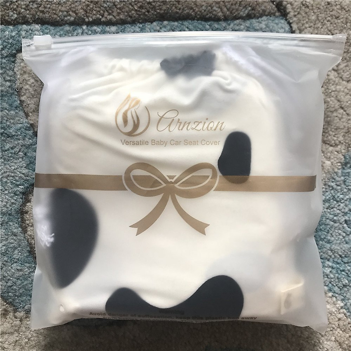 Arnzion Baby Car Seat Covers Cute Spotty Dog Super Soft Stretchy and Breathable Neutral Nursing Covers for Newborn with Storage Bag