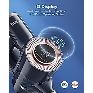 Homeika Cordless Vacuum Cleaner, 20Kpa Powerful Suction Vacuum with LED Display, 8 in 1 Lightweight Stick Vacuum Cleaner with 30 Min Runtime Detachable Battery for Carpet and Hard Floor Pet Hair Blue