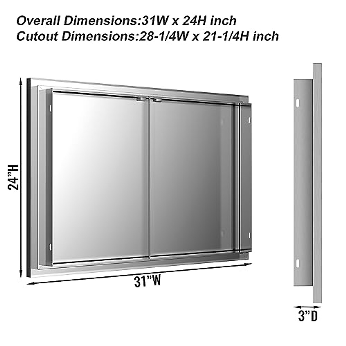 KODOM Outdoor Kitchen Doors - 31W x 24H Inch Double BBQ Access Doors, 304 Stainless Steel for Outdoor Kitchen Cabinet Grill Station or BBQ Island