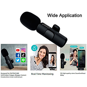 AKARMOVO Wireless Lavalier Microphone for Type-C Android Phone, Plug-Play Lapel Clip-on Mic with 2 Microphones for USB-C Port, Auto Sync Noise Reduction for Video Recording, Interview, Vlog
