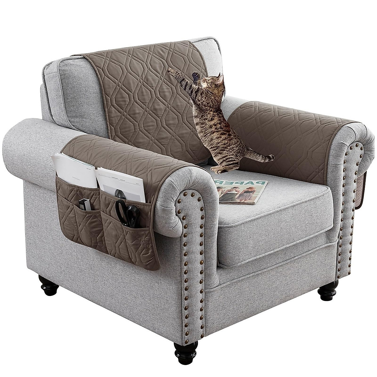 Couch Arm Covers, Non-Slip 100% WATERPROOF Sofa Arm Covers Set of 3 Washable Sofa Armrests Covers for Living Room Recliner Chair Arm Covers Protectors for Leather Sofa Armrest Slipcover ( Color : #13