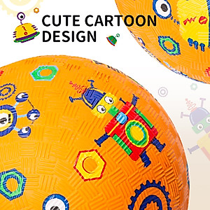 ZOOJOY Cartoon Playground Balls Toddlers, 5" Rubber Kickballs, Outdoor/Indoor Ball Game for Kids, for Boys Girls, W/Pump (Green)