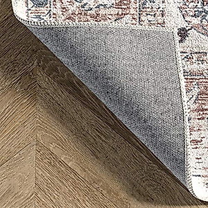 nuLOOM Layna Machine Washable Distressed Vintage Area Rug, 4' x 6', Light Grey