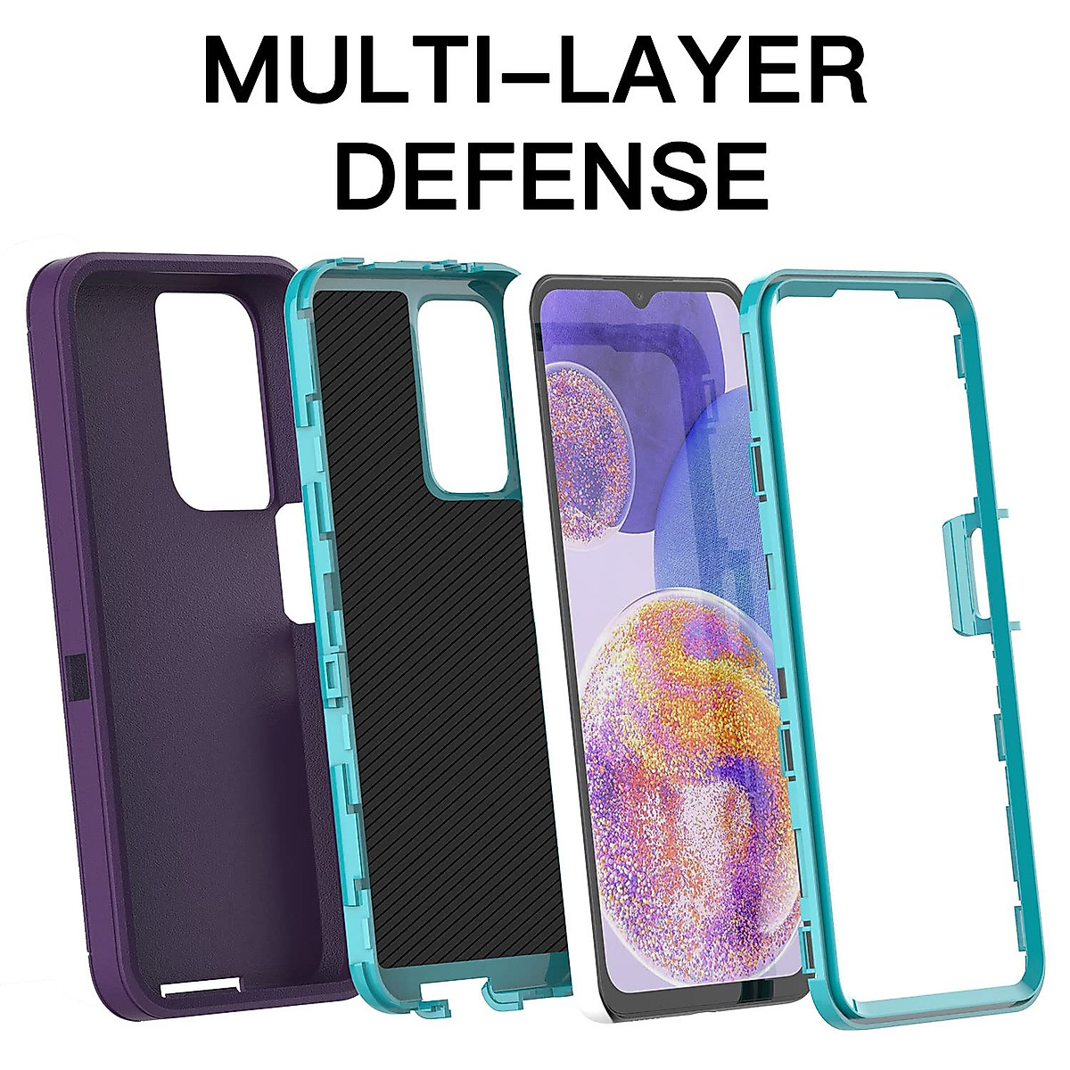 AICase for Galaxy A23 Case(6.6") Case,Heavy Duty Rugged Phone Cover,Durable Military Grade Protection Shockproof/Drop Proof/Dust-Proof Protective for Samsung Galaxy A23 5G 2022 Purple/Blue