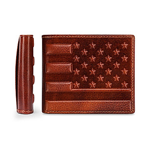 Tidoneam Leather Folding Wallet RFID Shielded Wallet With Personalized Photo Inter-layer Perfect Holiday Memorial Gift Birthday Gift for Men Husband Dad Son (Red)