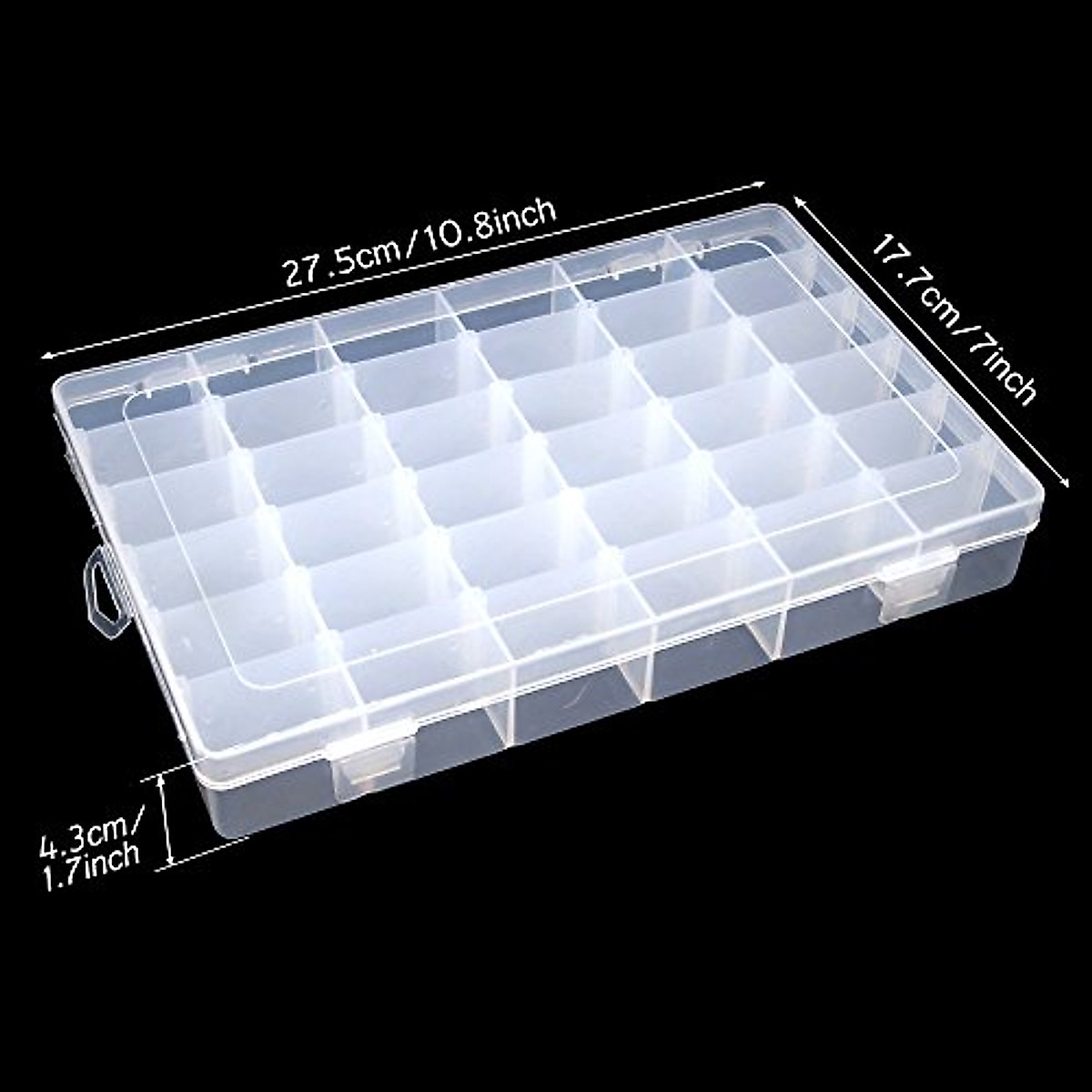 KLOUD City Jewelry Box Organizer Storage Container with Adjustable Dividers 36 Grids (Clear Plastic)