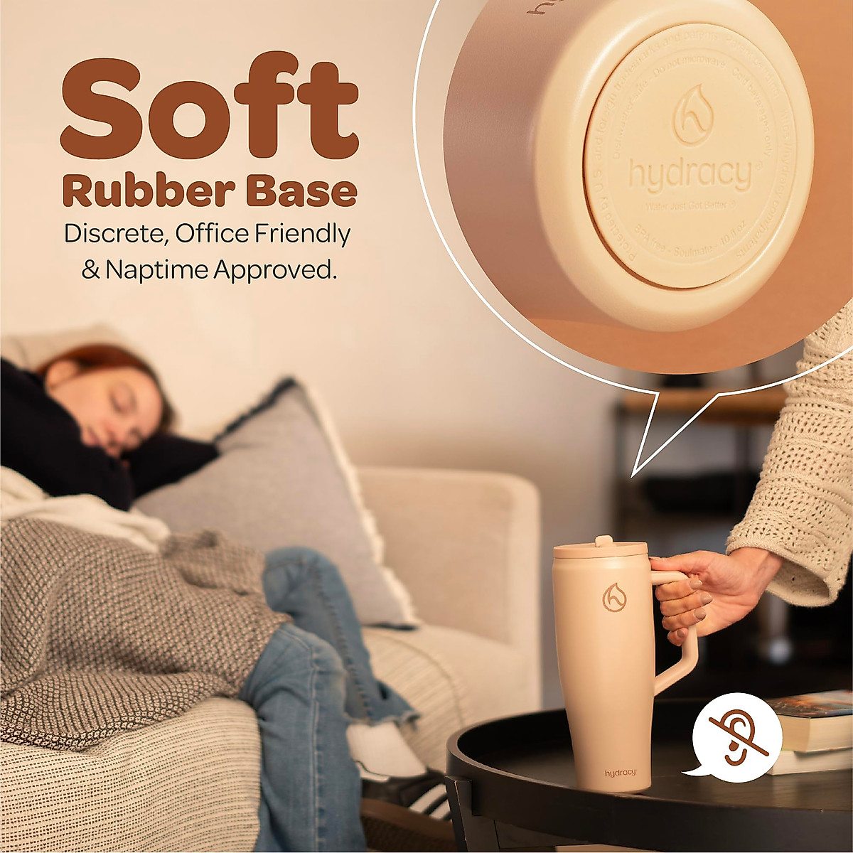 Hydracy Soulmate 40oz Tumbler with Handle and Flip Straw - 100% Leakproof Reusable Insulated Cup with Stainless Steel Straw - Cupholder Friendly Rubber Base Travel Mug - Gifts for Women & Men