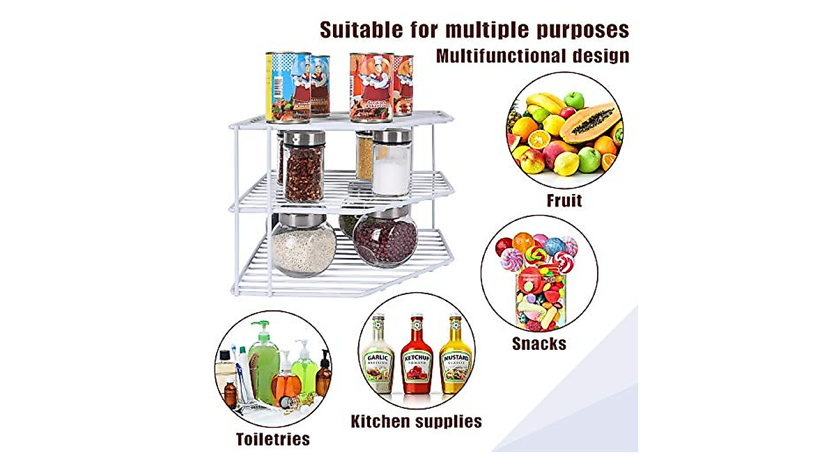 Space-Saving 3-Tier Corner Shelf Organizer for Kitchen