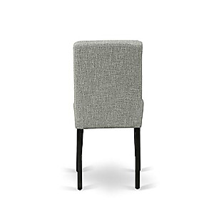 EAST WEST FURNITURE 7Pc Rectangular 42/60 inch Dinette Table With 18 In Leaf And 6 Parson Chair With Black Leg And Linen Fabric Shitake