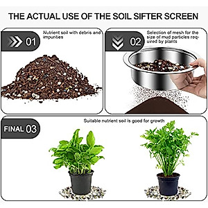 Garden Sieve Sifting Soil Sifter - 9.5in Composts Sifter,Garden Sifter Pans Sifting Pan Contain 5 Models Soil Sieve Hole Dirt Strainer,Rock Sifter Dirt Sifter for Sifting Screen,Peat Moss and More.
