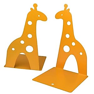Ruoxian Cute Giraffe Nonskid Bookends Bookend Art Gift Office Decoration Bookshelf Organizer for Books, notebooks, housing DVD's, Video Games, or CD's (Giraffe-Yellow)