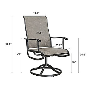 Iwicker Patio Textilene Mesh Fabric Swivel Dinging Chairs Outdoor Gentle Rocker Chair Set of 2 with High Back and Armrest
