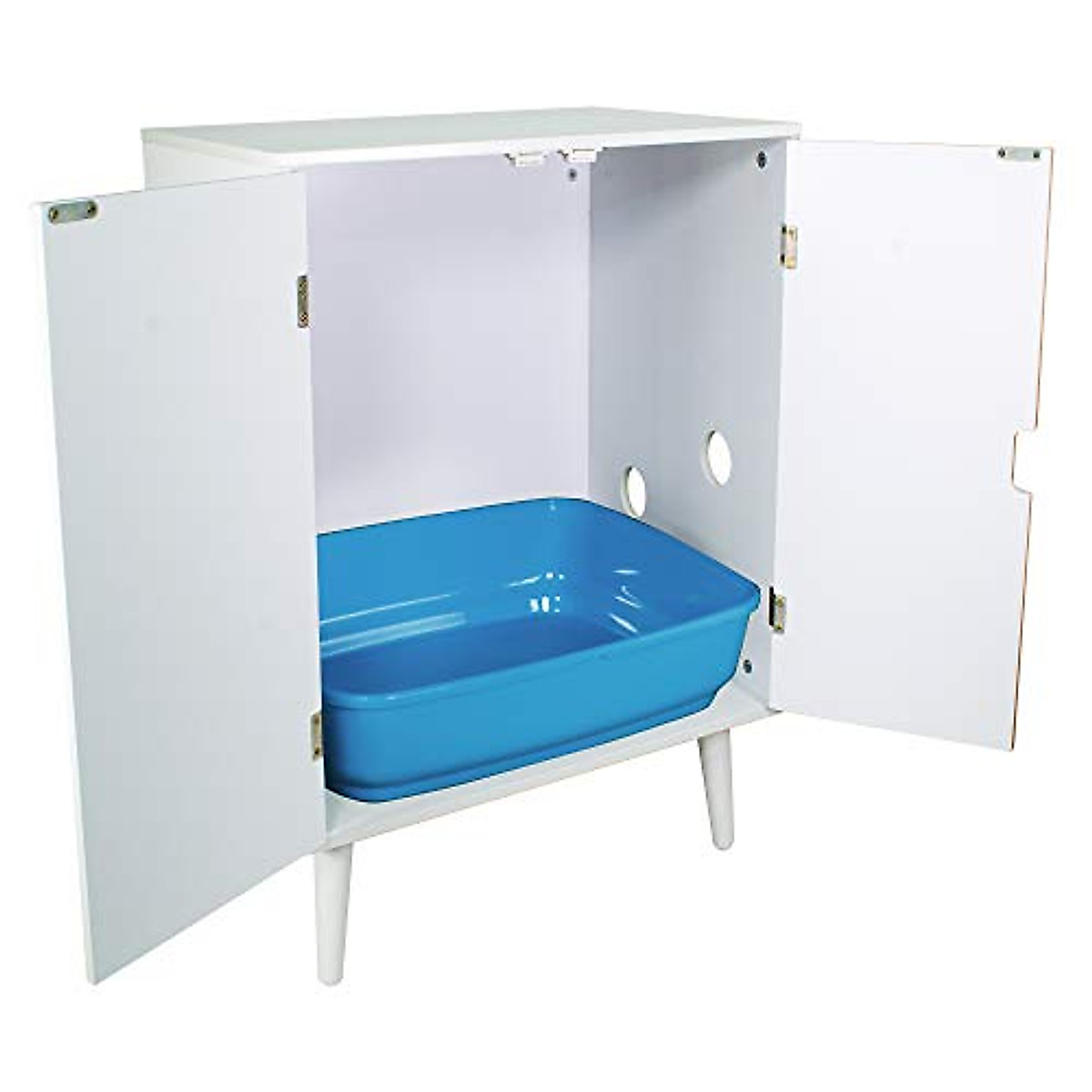 Penn-Plax Cat Walk Furniture: Contemporary Home Cat Litter Hide-Away Cabinet – All White