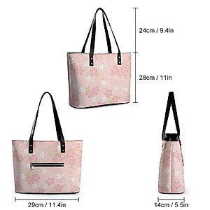 Womens Handbag Japanese Cherry Blossom Flowers Leather Tote Bag Top Handle Satchel Bags For Lady