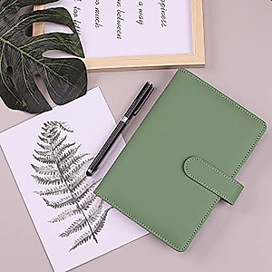LXWHYP A6 Budget Binder with Cash Envelopes, Cash Saving Book Budgeting Planne PU Leather Notebook Binder with 12 PCS A6 Binder Pockets-Green Cash Stuffing Folder Envelope System