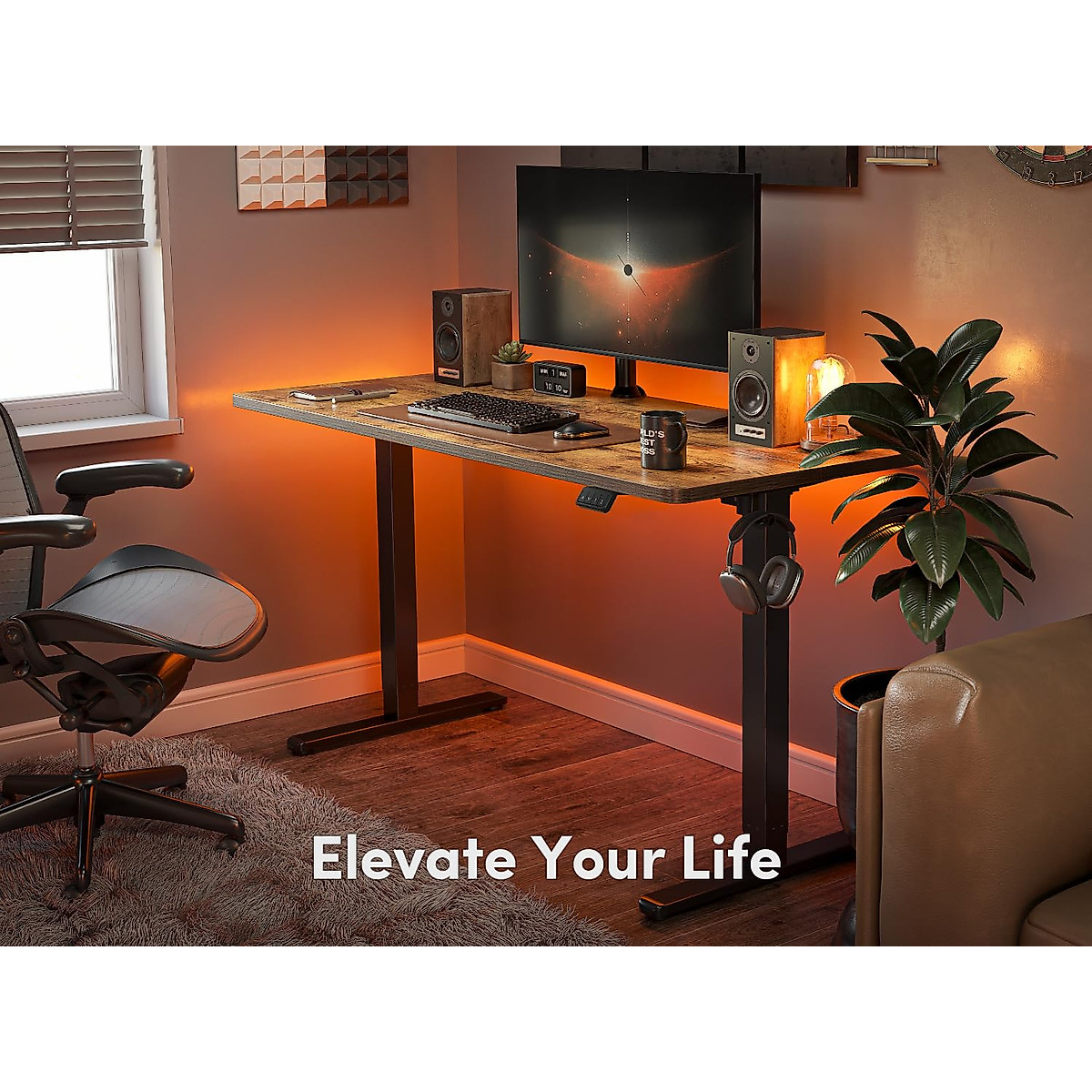 FEZIBO Electric Standing Desk, 40 x 24 Inches Height Adjustable Stand up Desk, Sit Stand Home Office Desk, Computer Desk, Black