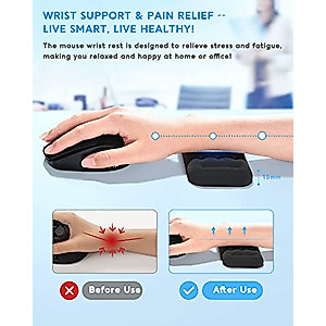Wrist Rest for Mouse, Mouse Wrist Rest, Lekvey Mouse Pad Wrist Support, Ergonomic Memory Foam Gel Wrist Rest with Massage Holes, Pain Relief Mouse Wrist Cushion for Laptop, Office, Gaming, Black