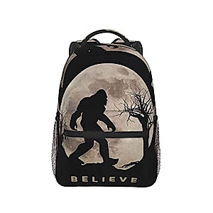 UIHIKE Funny Bigfoot Sasquatch Full Moon Stylish Casual Backpack Purse For Women Personalized Laptop Backpacks With Multiple Pockets Computer Daypack For Work Business Travel