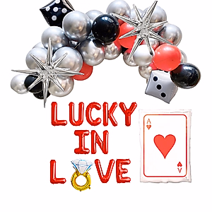 100% LIKED-Lucky In Love Vegas Bachelorette Decorations Balloon Garland and Banner Set, Las Vegas Bach Party, Vegas Bachelorette Party Lucky In Love Bridal Shower Garland