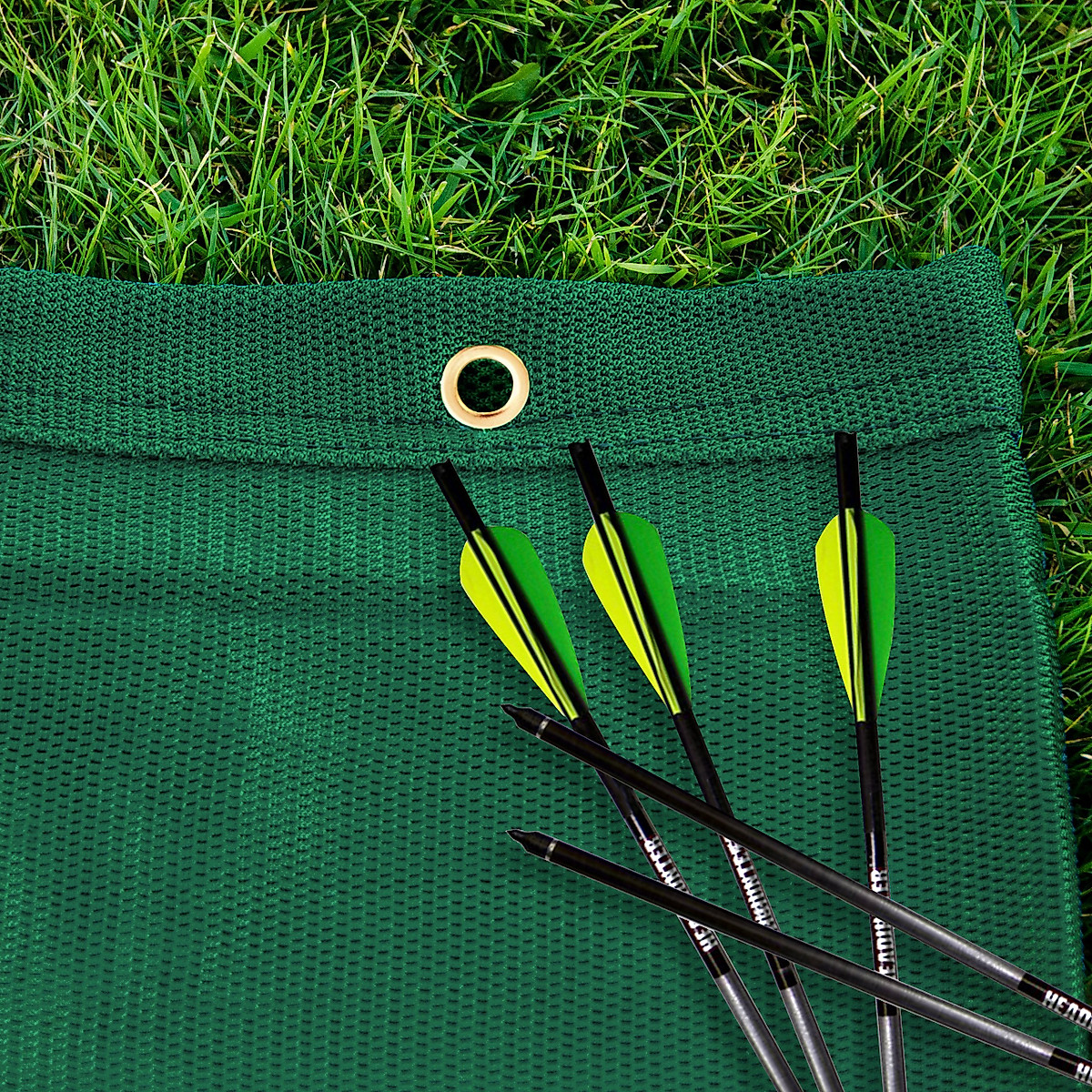 Professional Archery Back Stop Netting - Heavy Duty Reinforced Nets in 5 Sizes [Green/White] (Green, 6ft x 6ft)