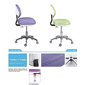 APHRODITE Portable PU Leather Seat Height Adjustment Dentist's Chair Doctor's Stool Mobile Chair from Purple-Violet