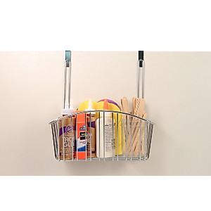 Spectrum Diversified Contempo Storage Basket Over The Cabinet, Steel Wire, Sink Organizer for Kitchen & Bathroom, Medium, Chrome