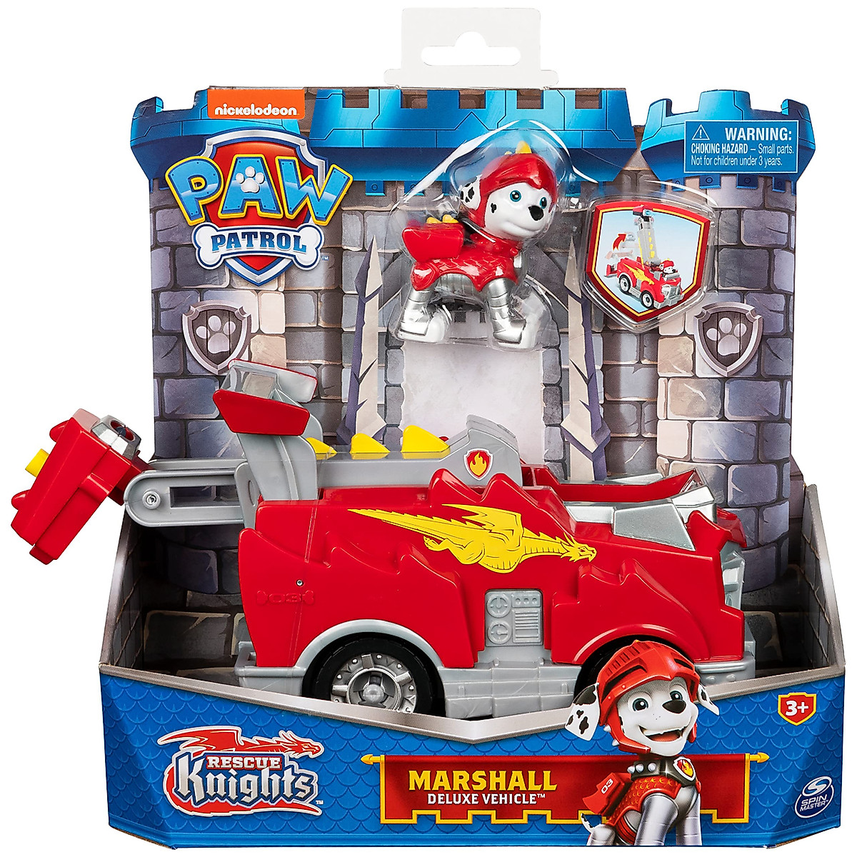 Spin Master 6063585 PAW Patrol Rescue Knights Marshall Transforming Toy Car with Collectible Action Figure