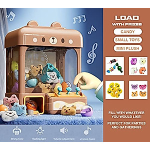 cxjoigxi Large Claw Machine for Kids Adults with Prizes, Adjustable Sound & Light, 2 Power Modes, Candy Mini Vending Crane Machines, Electronic Arcade Game Dispenser Toy for Girls Boys Gift - Bear