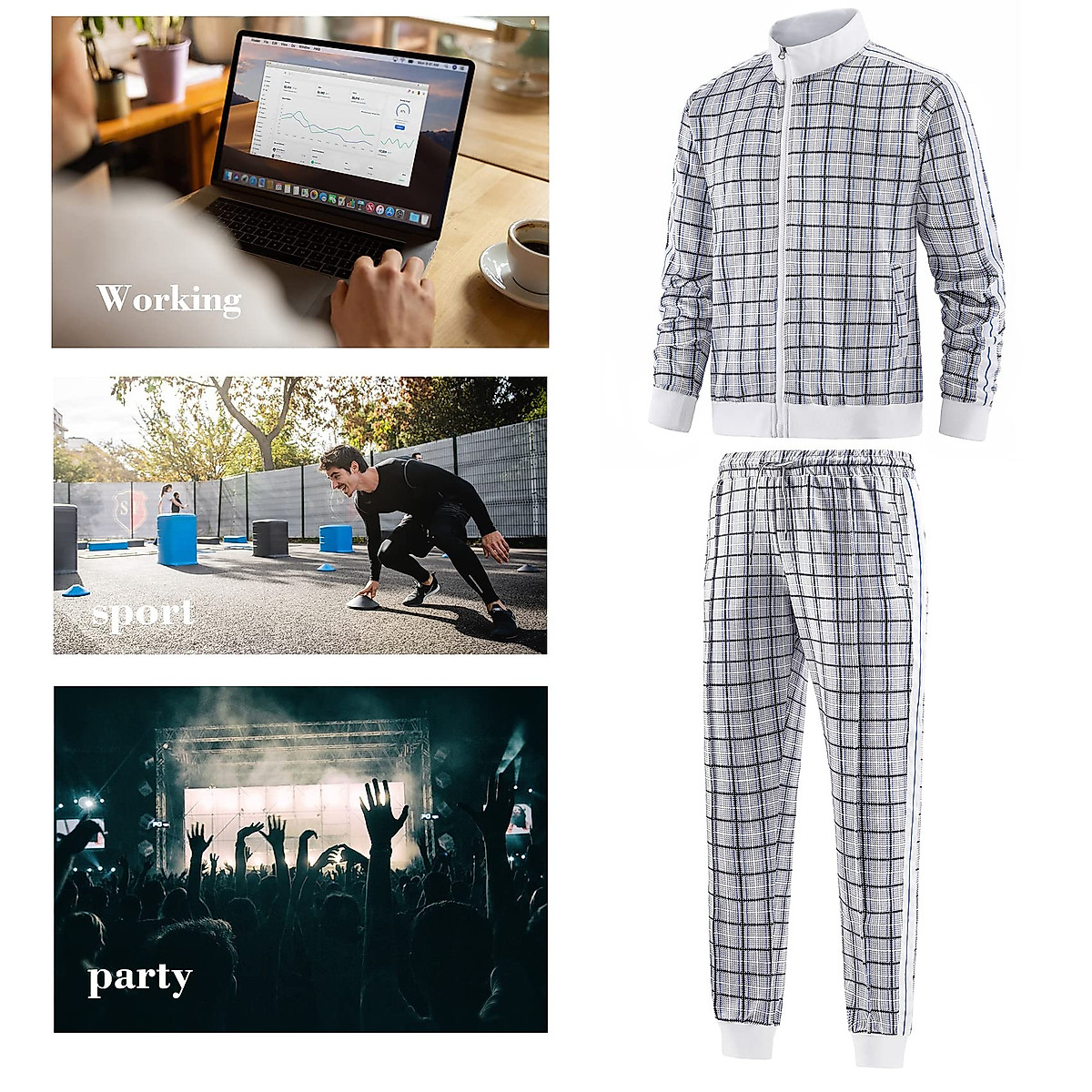 W JIANWANG Track Jogging Suits for Men Set Running Sweatsuits 2 Piece Casual Tracksuits Joggers Outfits Workout Sports Jacket and Pants 2101 Black XXL