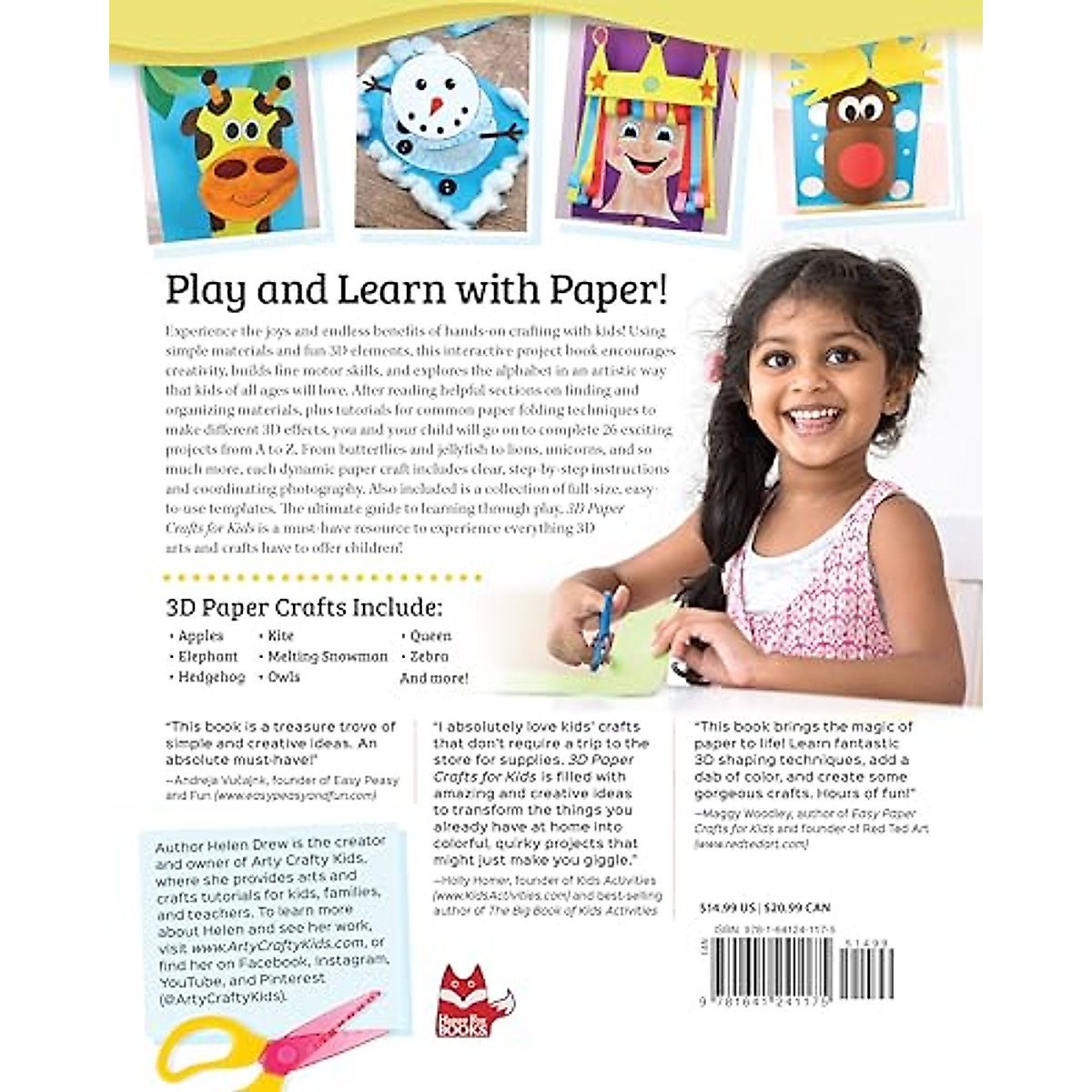 3D Paper Crafts for Kids: 26 Creative Projects to Make from A–Z (Happy Fox Books) Practice the ABCs while Making Adorable Giraffes, Kites, Apples, Unicorns, Zebras, and More, for Children Ages 4-8