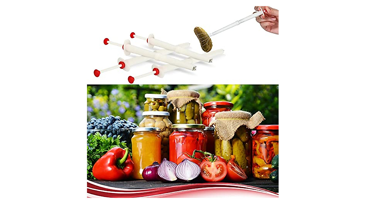 Set of 4 Pickle Pickers - Stainless Steel & Plastic, 8 Inch