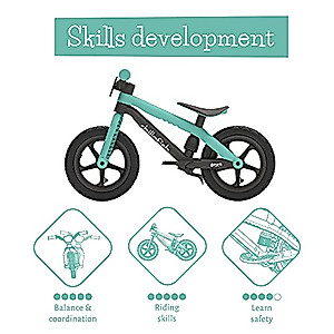 Chillafish Bmxie² Lightweight Balance Bike with Integrated Footrest and Footbrake for Kids Ages 2 to 5 Years, 12-inch Airless Rubberskin Tires, Adjustable Seat Without Tools, Minth