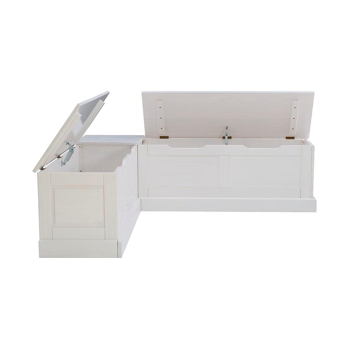 Linon White Backless Nook Harris Solid Pine Interior Storage