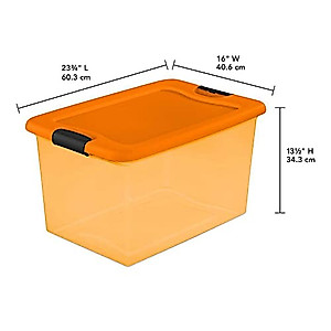 Sterilite 64 Quart Latching Plastic Storage Container, Purple & Orange (12 Pack)
