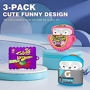 YIPINJIA for AirPods Pro 2 Case Cute [3-Pack], Funny Airpod Pro 2 Case Food 3D Cartoon Silicone Case Compatible for AirPods Pro 2nd Gen Case with Cleaner Pen (Sport Water+Purple Potato+Bubble Gum)