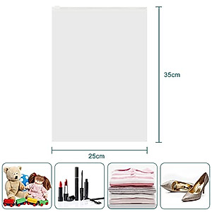 Hotyin 20pcs Travel Storage Bags, Plastic Packaging Bags with Vent 25*35cm, Frosted Zip-lock Poly Bags Space Saver for Clothes, Shoes, Cosmetics, Packaging Products