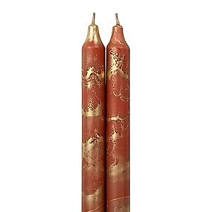 Premium Decorative Tapers - 12" 2PK - Terra Cotta w/Gold - 73301
