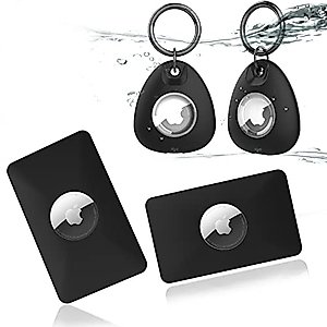2PCS Card Case for AirTag and 2PCS Waterproof Apple AirTag Keychain