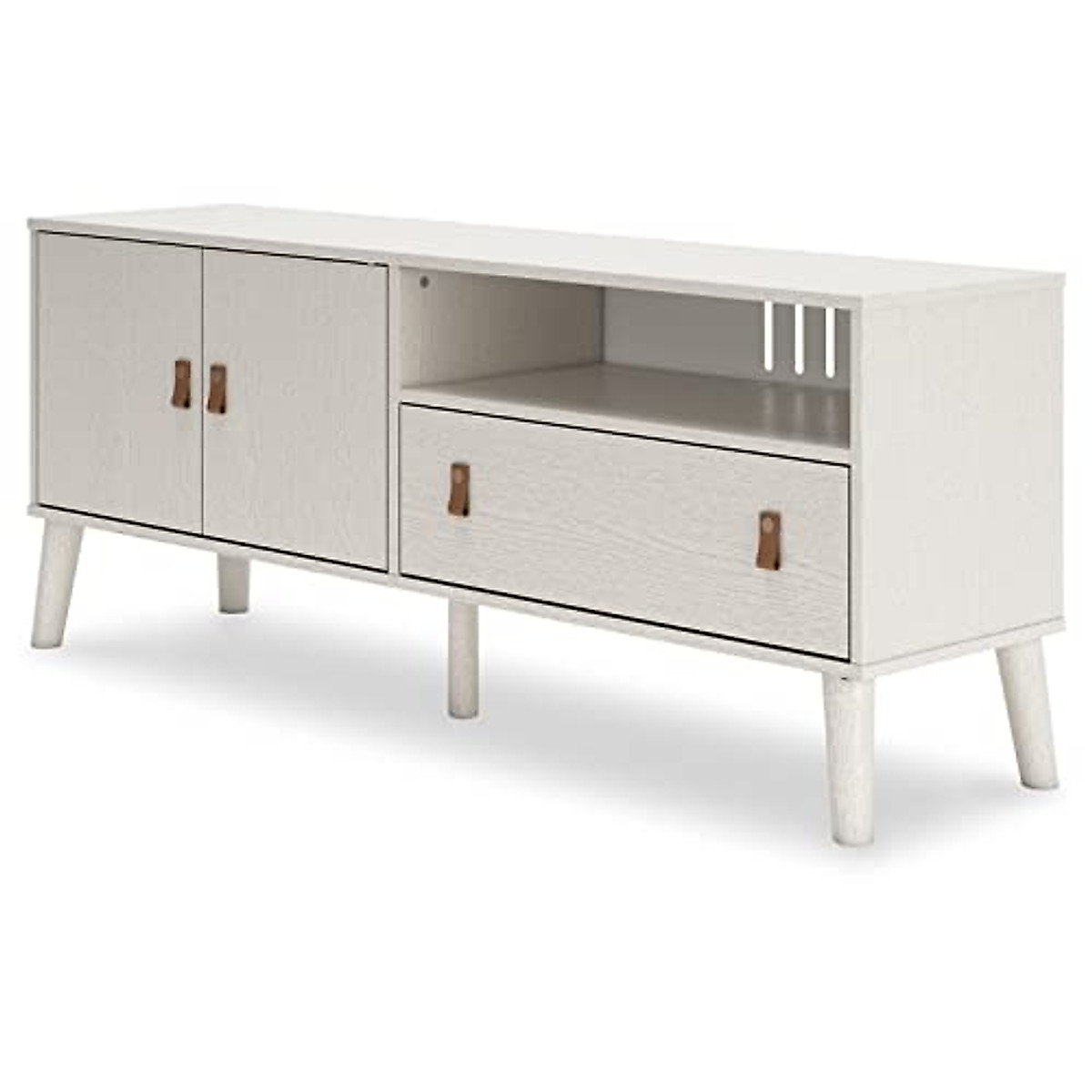 Signature Design by Ashley Aprilyn Contemporary Medium TV Stand up to 59" with 1 Drawer and 2 Shelves, White