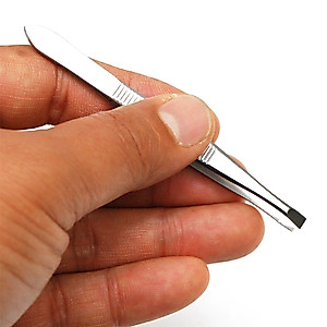 Luxxii (3 Pack) Flat Tweezers - Stainless Steel Flat Tweezers Hair Plucker for Hair and Eyebrows Personal Care (C_FLAT)