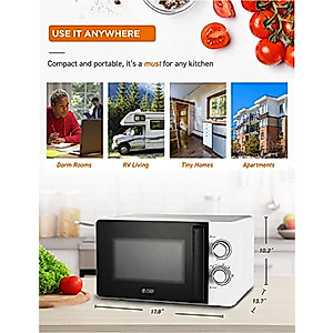 COMMERCIAL CHEF Small Microwave 0.7 Cu. Ft. Countertop Microwave with Mechanical Control, White Microwave with 6 Power Levels, Outstanding Portable Microwave with Convenient Pull Handle