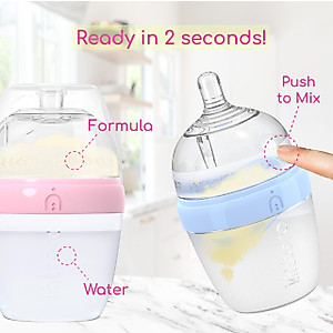 INTTERO 9oz Blue Formula Dispenser Anti-Colic Baby Bottles - 2 Pack/Medium Flow (Cute Blue) — Everyday Baby Essential — Formula Bottle — Biberones para Formula — PopYummy Mixie — Easy Baby Brezz