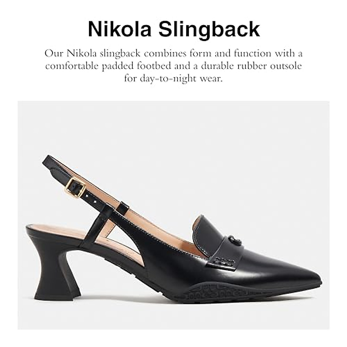 Coach Women's Nikola Leather Hybrid Slingback Pump, Black, 7