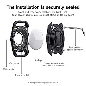 IPX8 Waterproof Airtag Dog Collar Holder (1 Pieces), Apple Airtag Anti Chew and Anti Scratch Hard PC, with Anti Loss Screws, Cat Dog GPS Tracker Anti Loss air tag Cover Holder