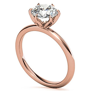 10K Solid Rose Gold Handmade Engagement Ring 2.50 CT Round Cut Moissanite Diamond Solitaire Wedding/Bridal Ring Set for Women/Her, Fancy Ring Gift for Her