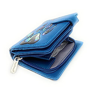 Shag Wear Wolf Paw Small Animal Wallet for Women and Teen Girls Vegan Faux Leather 4.5" Blue