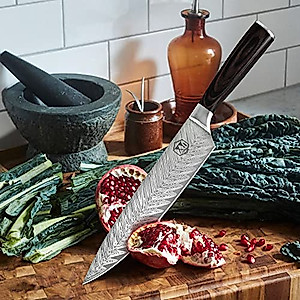 XYJ Professional Kitchen Knife Set Vein Pattern 8" 7" 5" 3.5" Chef Knives Set With Carry Case Bag & Sheath 8 Pieces Cooking Knife Tools (Coffee)