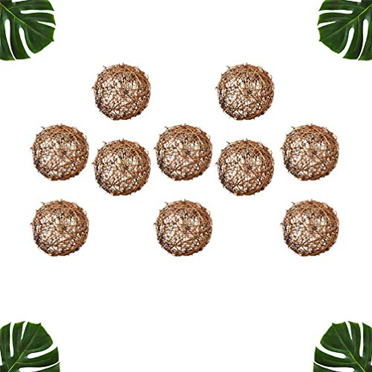 ARTIBETTER 10pcs Wicker Rattan Balls Natural Grapevine Ball Christmas Tree Ball Ornament Parrot Bird Chew Toys for Christmas Party Garden Wall Decoration 6cm