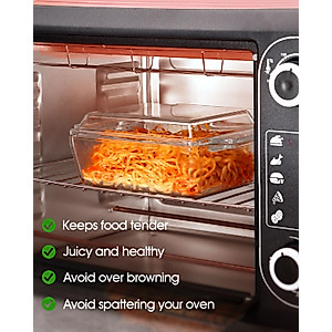 Mini-1 QT (5.7in x 7in) Rectangular Glass Casserole Dish With Glass Lid, (Single Serving) Glass Bakeware with Lid Glass Microwave Casserole Dish Lidded Small Casserole Dish