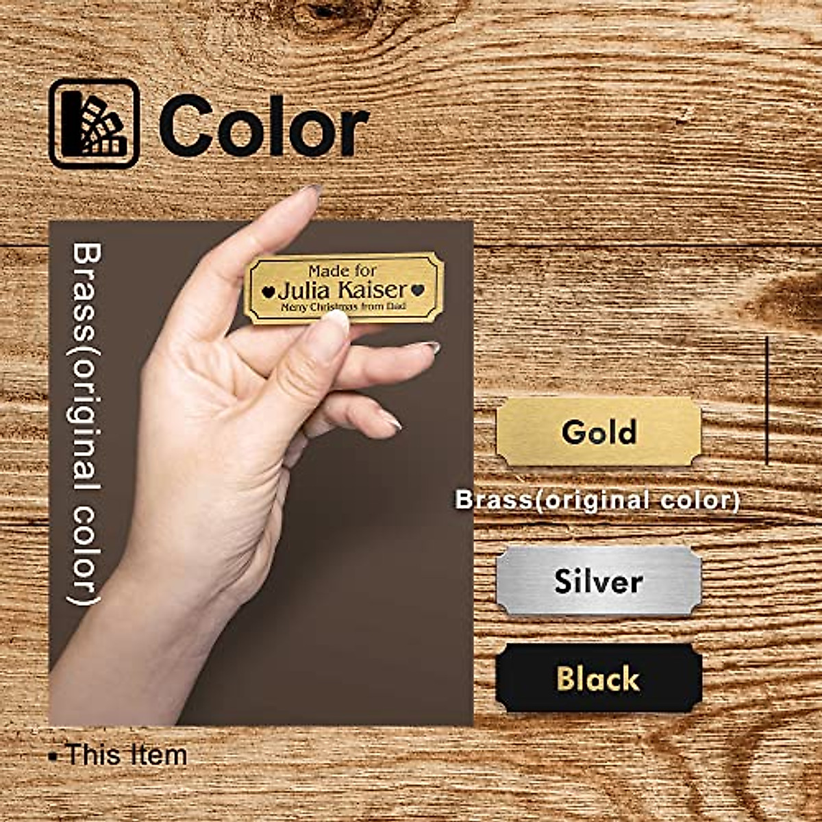 Personalized Name Plates, Solid Brass Engraved Plaque, Trophy Plates Engraved, Custom Name Plate with Adhesive Backing or Screws, 3" W x 1" H